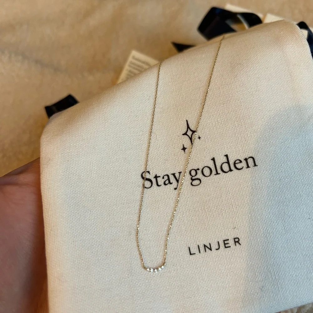 Linjer | Jewelry | Linjer Diamond Curved Bar Necklace 4k Solid Gold ...